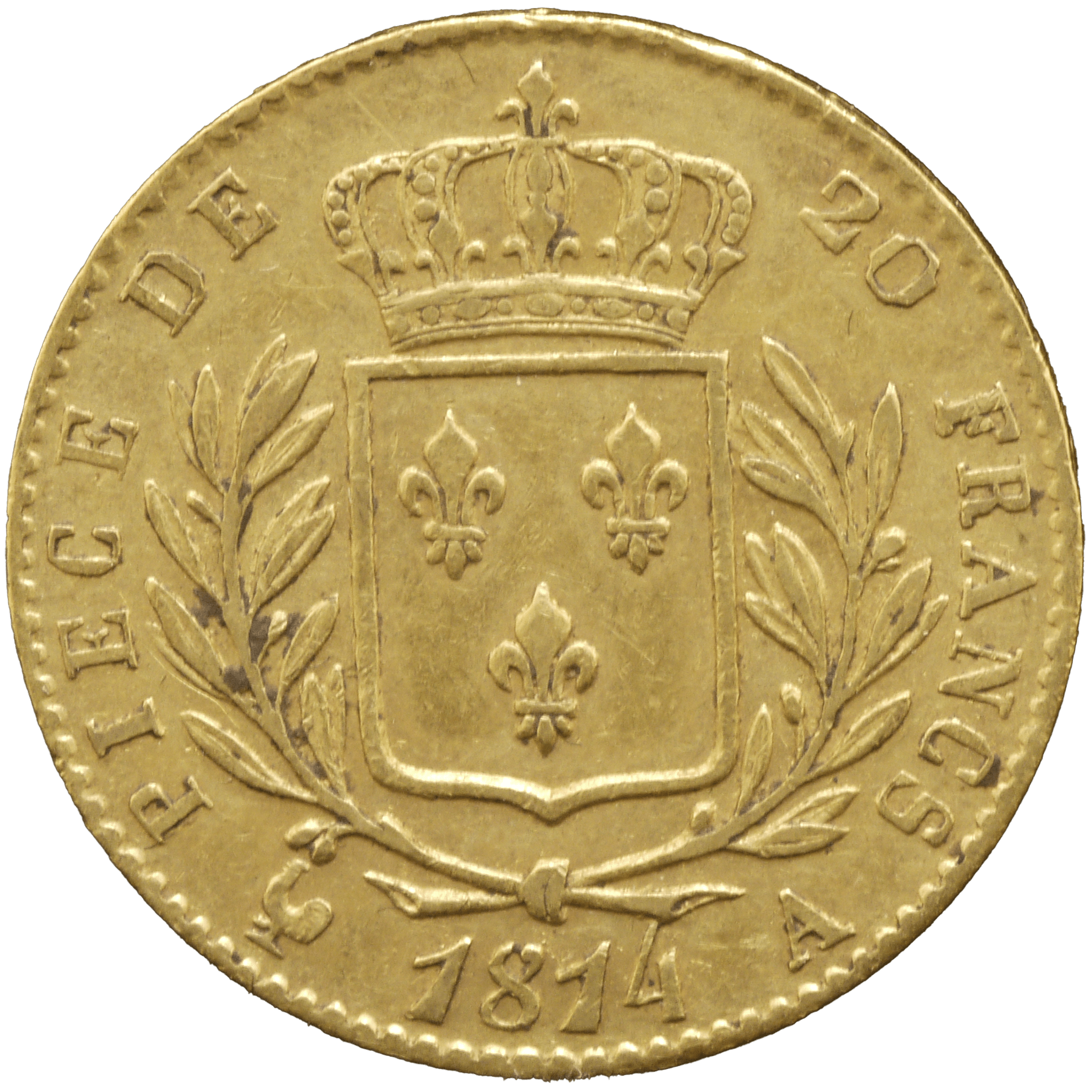 フランス 20フラン金貨 1814年 ルイ18世 パリ鋳｜NJ BUYER'S MARKETPLACE