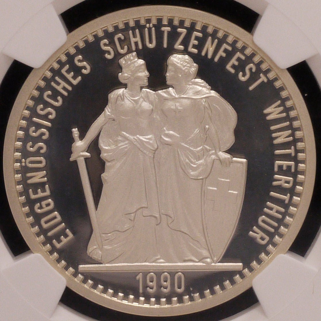 Switzerland 50 Fran Silver Coin 1990 Fire Festival NGC PF69 Ultra Cameo ...